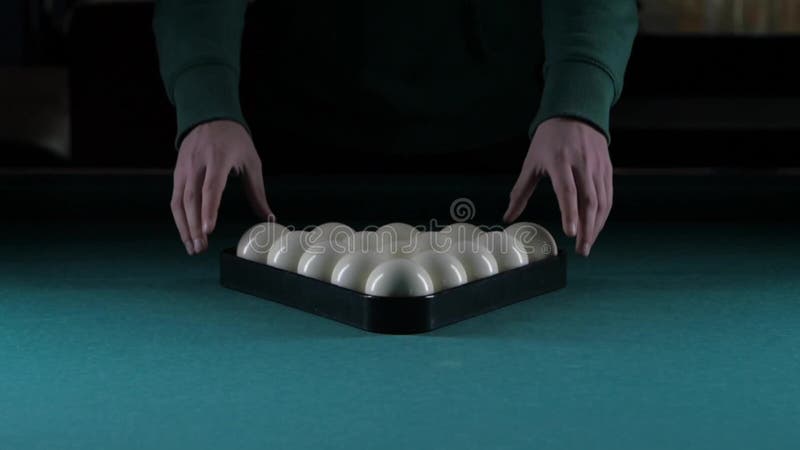 Billiard Balls Roll on the Green Table. Slow Stock Video - Video of ...