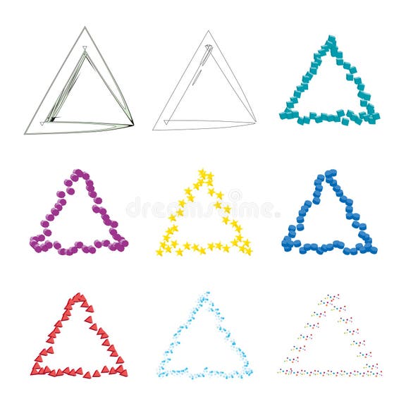 Triangle Forms Set. Geometric Shapes Collection. Colorful Particle ...