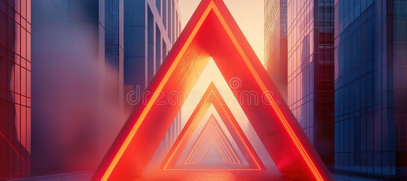 Triangle Frame with Business Building Background, Pyramid Stock ...