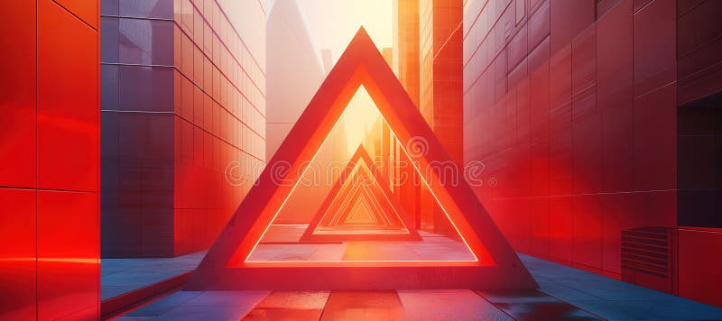 Triangle Frame with Business Building Background, Pyramid Stock ...