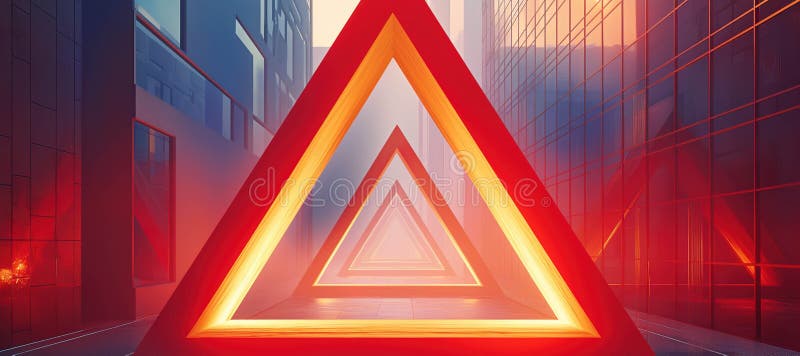 Triangle Frame with Business Building Background, Pyramid Stock ...