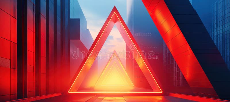 Triangle Frame with Business Building Background, Pyramid Stock ...