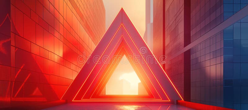 Triangle Frame with Business Building Background, Pyramid Stock ...