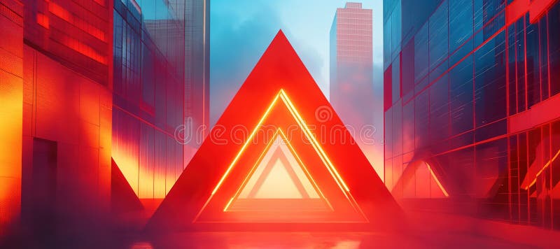Triangle Frame with Business Building Background, Pyramid Stock ...