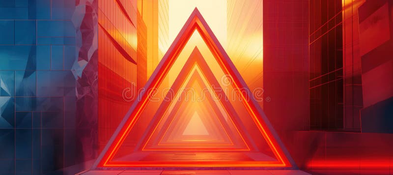 Triangle Frame with Business Building Background, Pyramid Stock ...