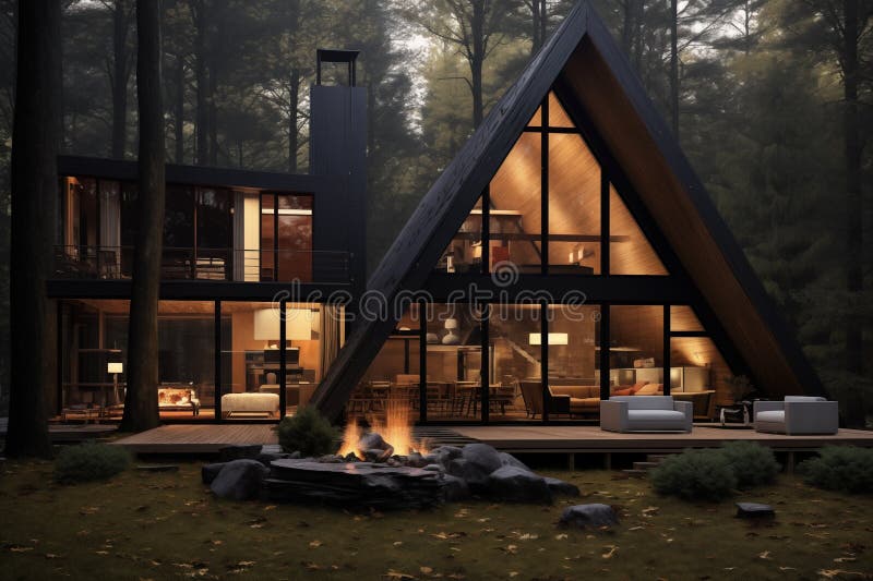 Triangle Frame House in the Style of a Barn House with Large Windows in ...