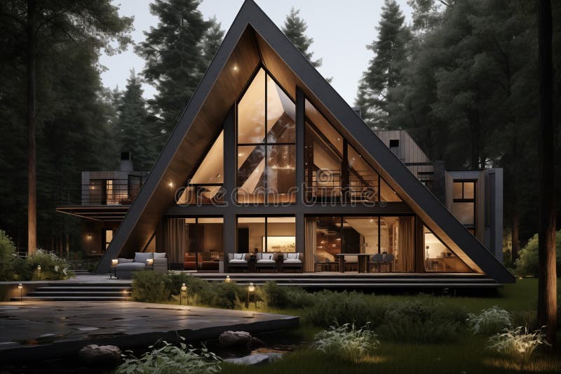 Triangle Frame House in the Style of a Barn House with Large Windows in ...