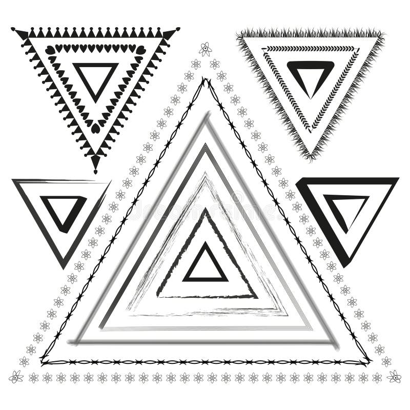 Triangle Frame Set. Ornamental Black Patterns. Geometric Vector Shapes ...