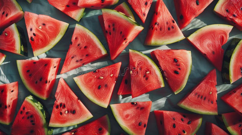 Triangle Fresh Slices of Watermelon As a Texture Background. Summer ...