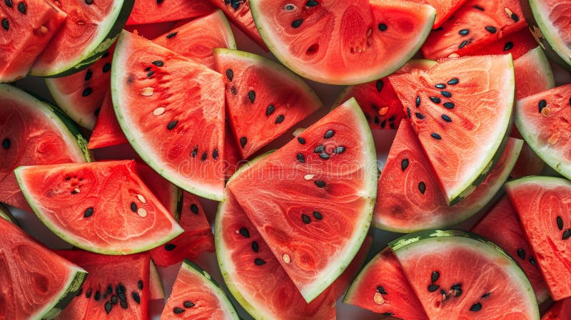 Triangle Fresh Slices of Watermelon As a Texture Background. Summer ...