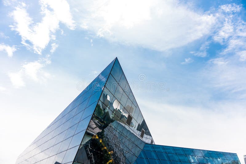 Triangle Glass Modern Building Stock Image - Image of reflection ...