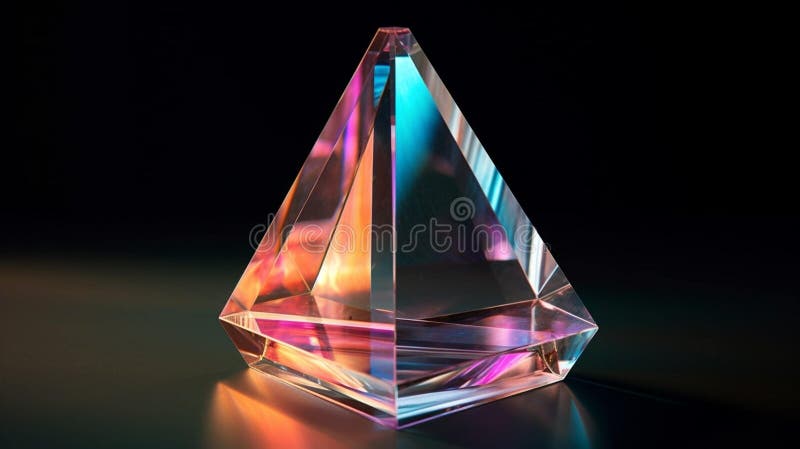 Triangle Glass Prism on Black Background Stock Illustration ...