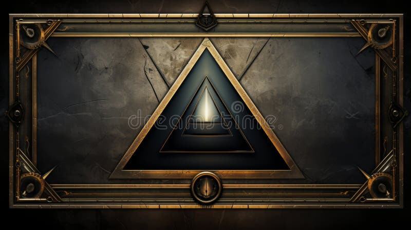 A Triangle with Gold and Black Decorations on it Stock Illustration ...