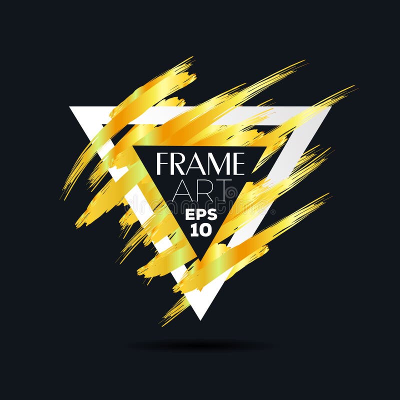 Triangle with Gold Brush Frame Art Stock Vector - Illustration of ...