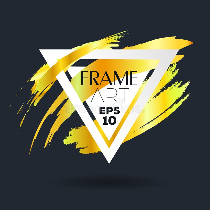 Triangle with Gold Brush Frame Art Stock Vector - Illustration of ...