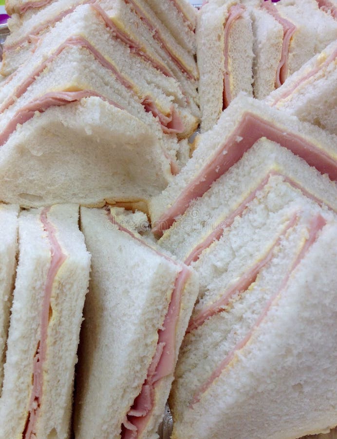 Triangle Ham Sandwiches stock photo. Image of white, food - 54445586