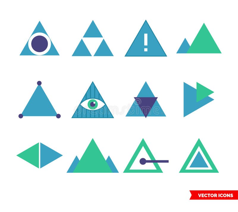 Triangle Icon Set of Color Types. Isolated Vector Sign Symbols. Icon ...