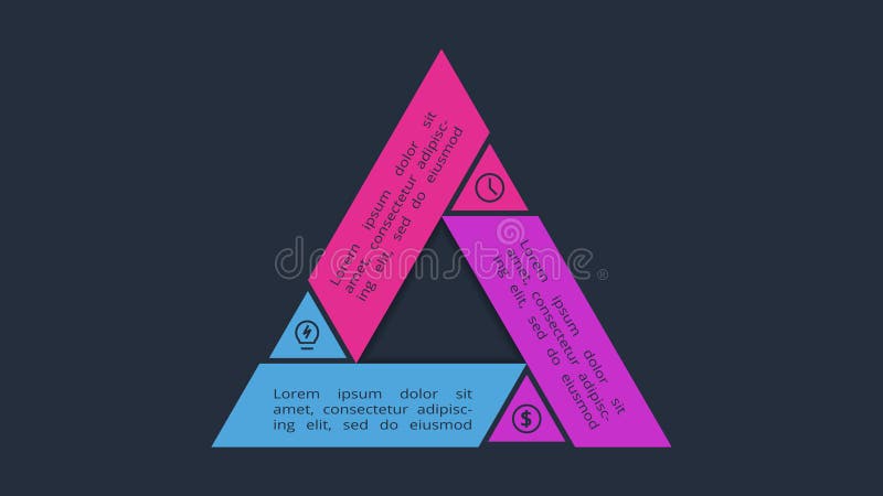 Triangle Infographic with 3 Elements, Presentations, Vector Illustration. Template for Web on a ...