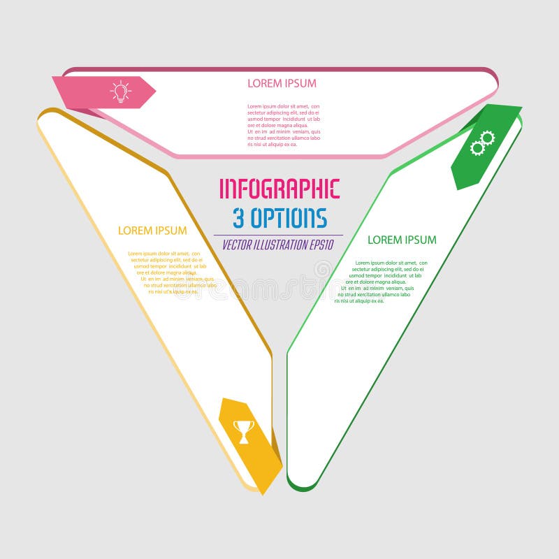 Triangle Divided into Three Colored Parts. Template for Infographics ...