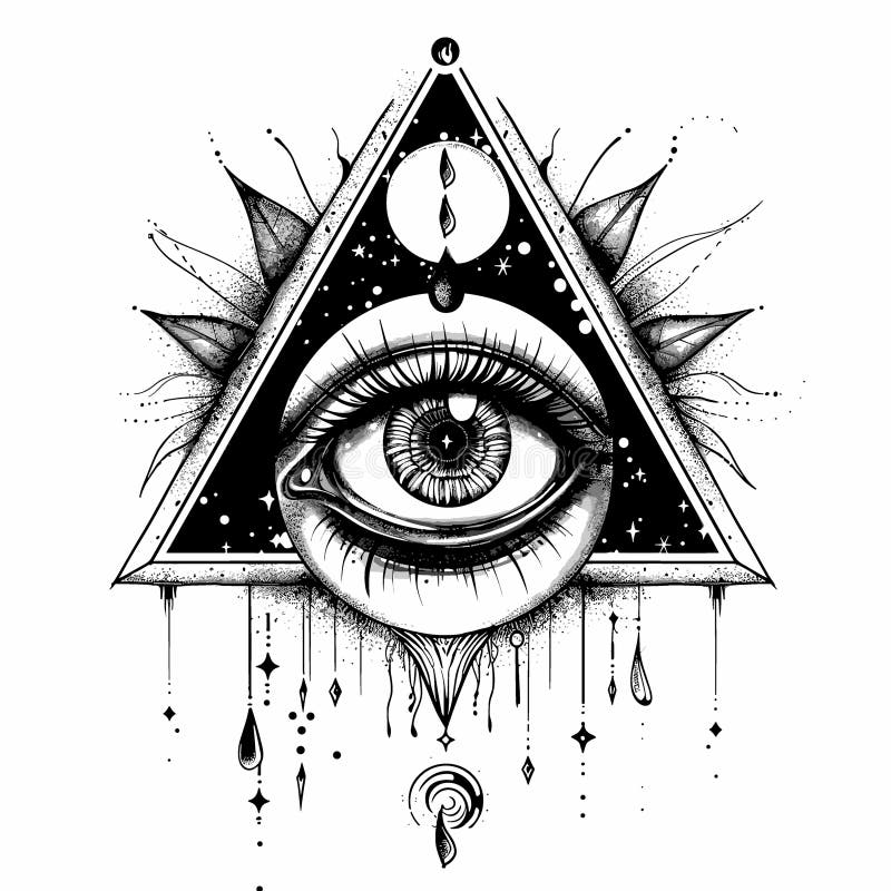 A Triangle with a Large Eye in the Middle Stock Vector - Illustration ...