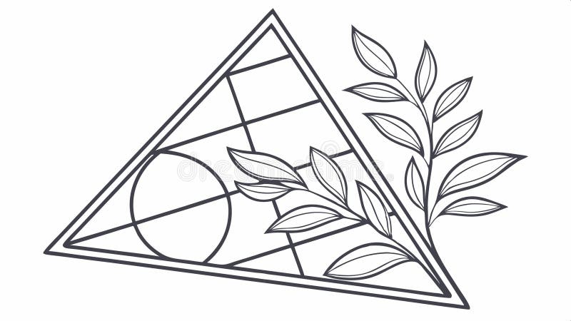 Triangle with Leaves, Geometric Nature Inspired Design Vector Design ...
