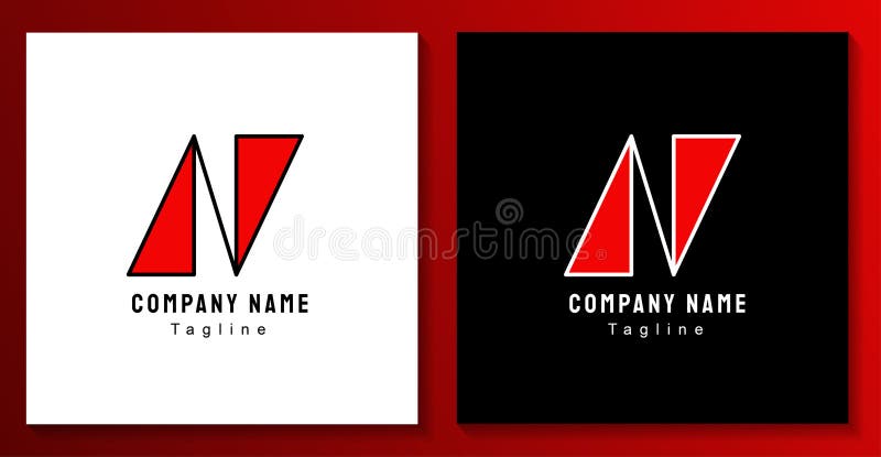 Vector Triangle Letter N Logo Red Black Stock Vector - Illustration of ...