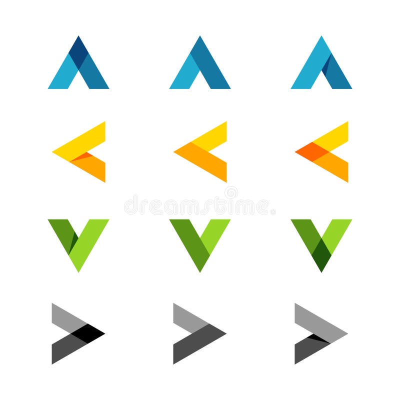 Triangle Letter V, Letter a, Arrow Signs Icon Vector Logo Template ...