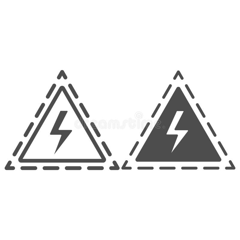 Triangle with Lightning Thin Line Icon, Science Concept, Danger High ...