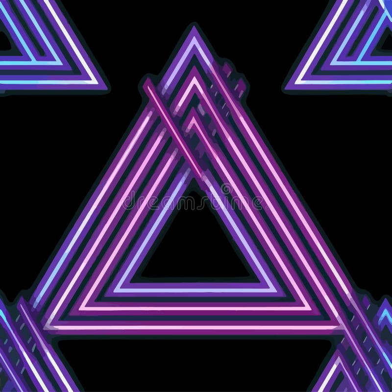 Triangle Line Geometrical Vector Seamless Pattern Neon Light Colorful ...