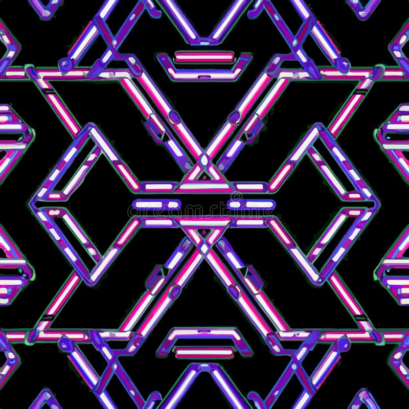 Triangle Line Geometrical Vector Seamless Pattern Neon Light Colorful ...