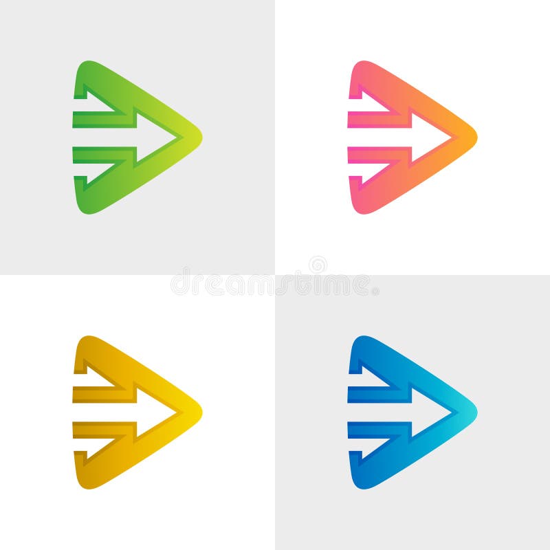 Triangle Logo and Arrow Design Technology, Set Colorful Design Stock ...