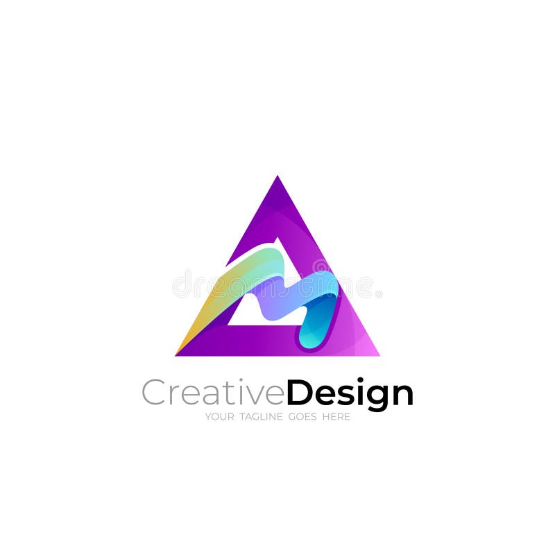 Triangle Logo with Letter M Design Combination, Mountain Icon Stock ...