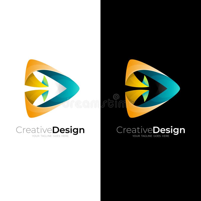 Triangle Logo with Play Design Vector, Audio Logo Template Stock Vector ...