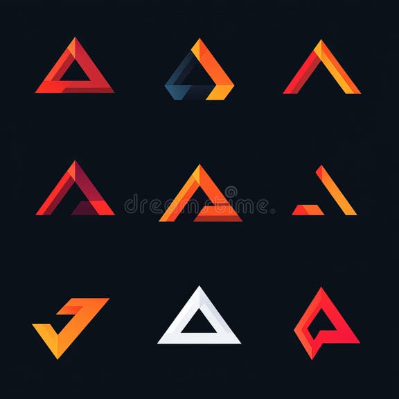 Triangle Logo Set, Vector Design Elements, Business Logotype Template Stock Illustration ...