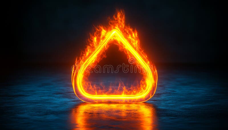 A Triangle Made of Fire is Lit Up in the Dark Stock Photo - Image of ...