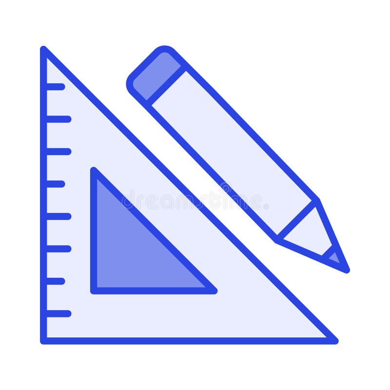 Triangle Measurement Ruler with Pencil, Concept Icon of Stationery ...