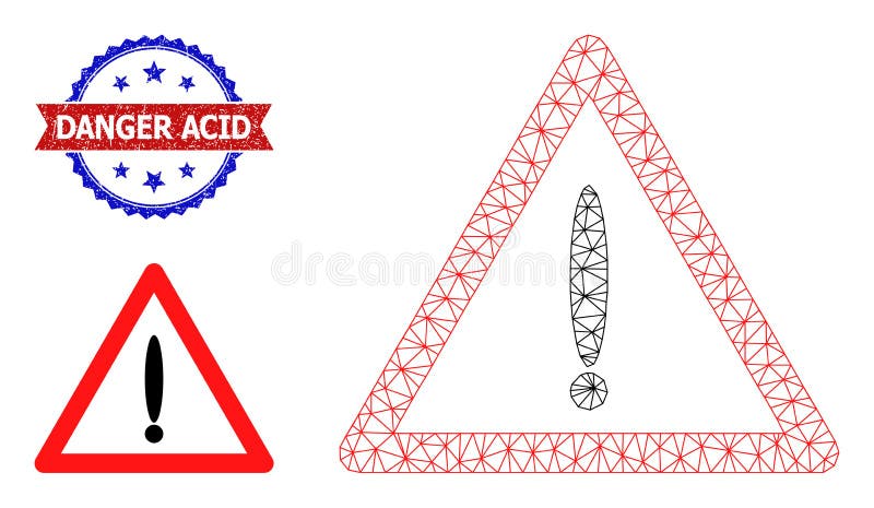 Triangle Mesh Danger Icon and Textured Bicolor Danger Acid Watermark ...
