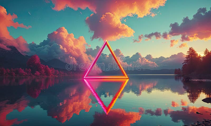 A Triangle is in the Middle of a Lake, Surrounded by Trees and ...