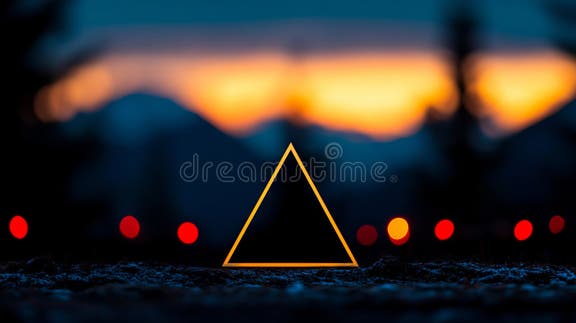 A Triangle in the Middle of a Road at Night Stock Photo - Image of dark ...