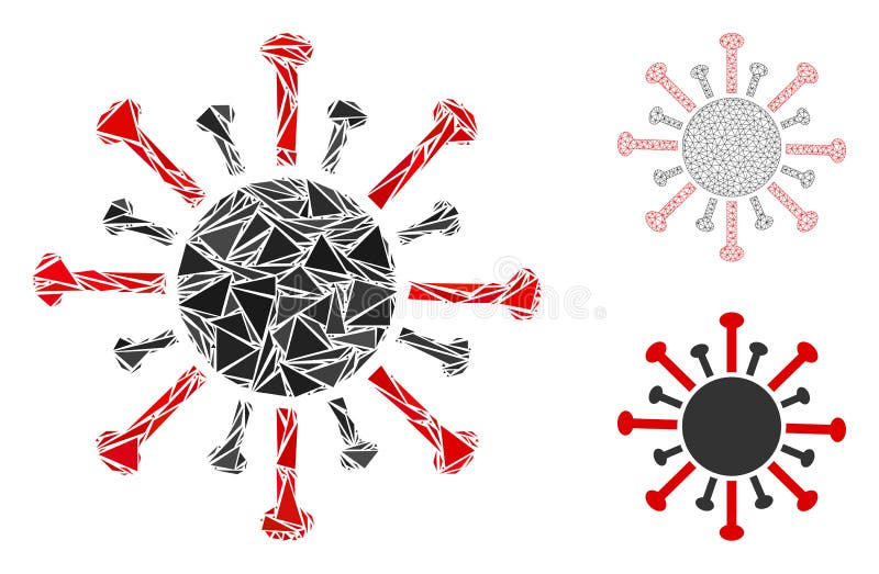 Triangle Mosaic Coronavirus Icon and Vector Mesh Carcass Model Stock ...