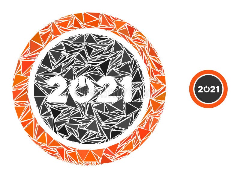 Triangle Mosaic Start 2021 Round Button Icon Stock Vector ...