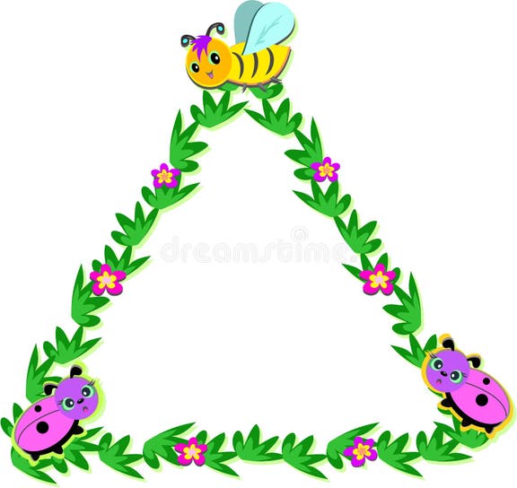 Triangle Nature Frame with Bees and Ladybugs Stock Vector ...
