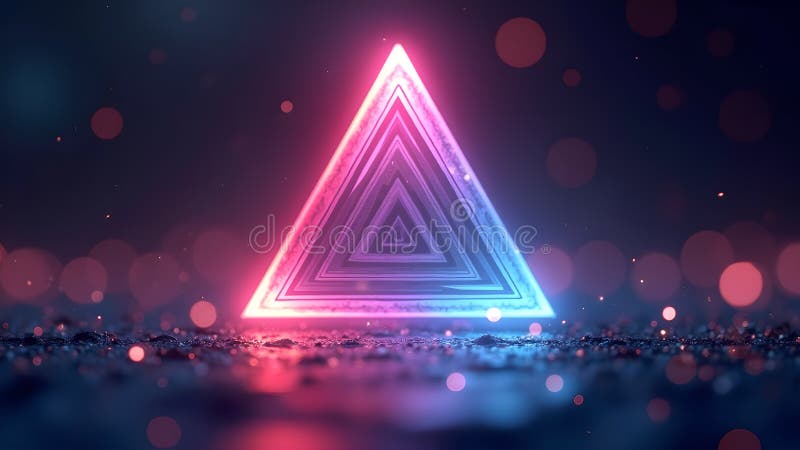 Triangle with Neon Light on a Dark Background Stock Illustration ...