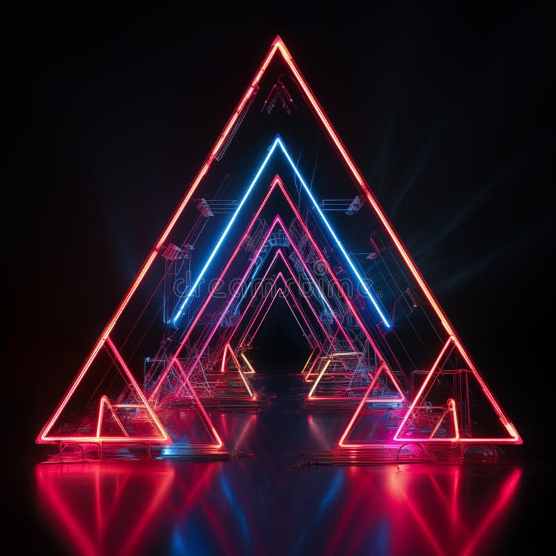 Triangle Neon Light Generative Ai Stock Illustration - Illustration of ...