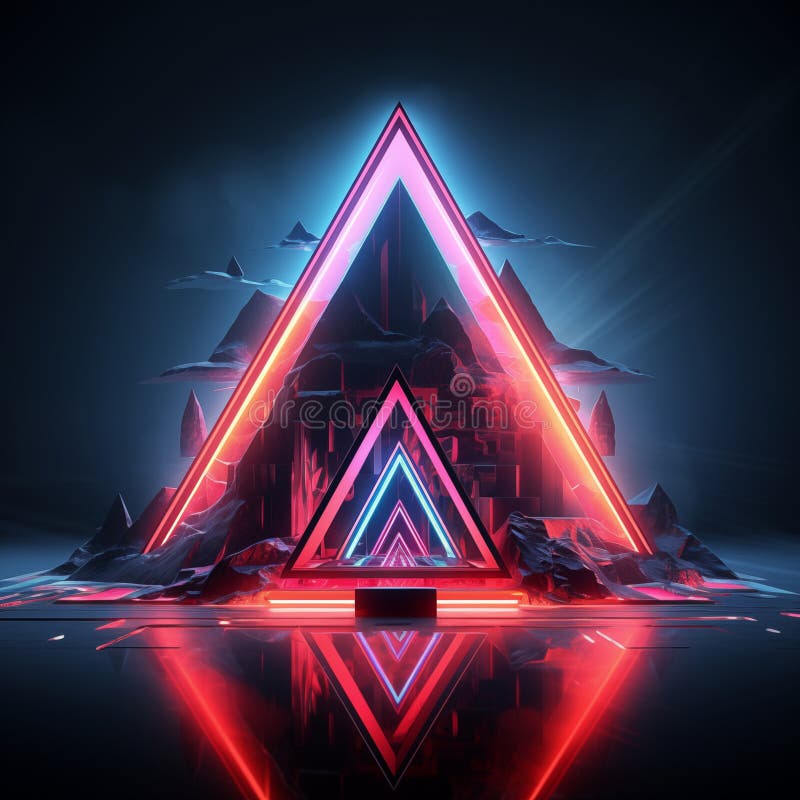 Triangle Neon Light Generative Ai Stock Illustration - Illustration of ...