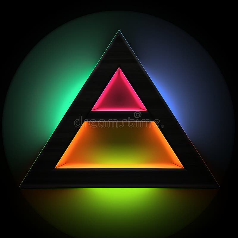 A Triangle with Neon Lights on it Stock Illustration - Illustration of ...