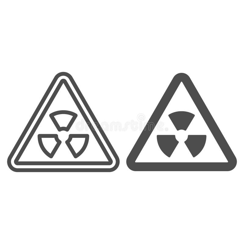 Triangle Nuclear Warning Line and Solid Icon, Radioactive Pollution ...
