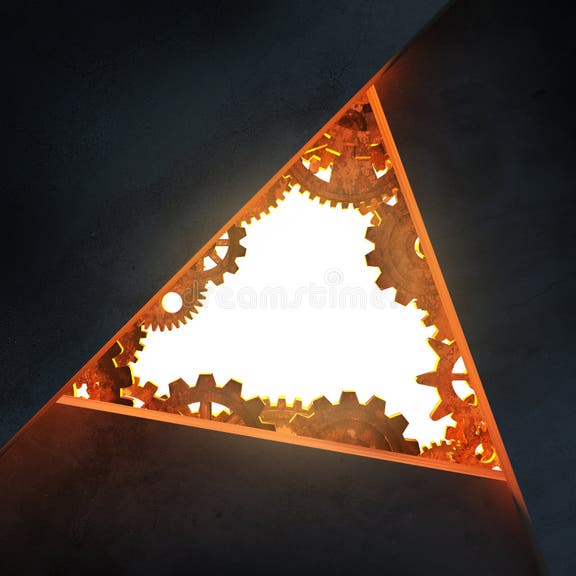 Triangle Opening with Gears. Stock Illustration - Illustration of ...