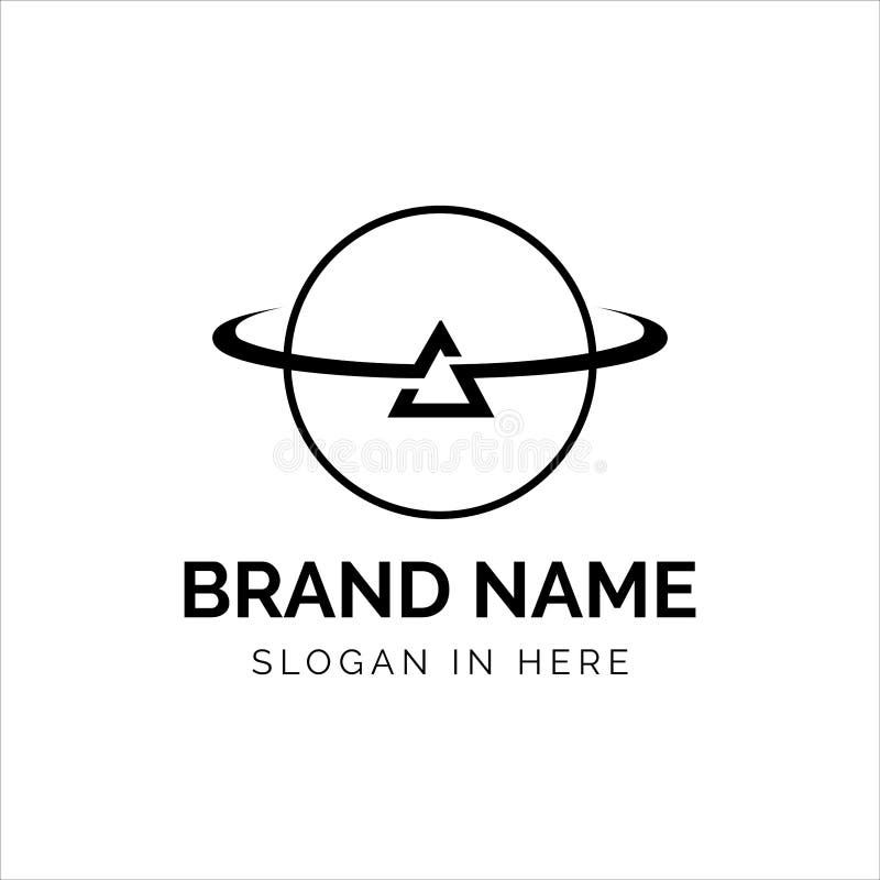 Triangle Orbit Planet Logo Vector Design with Line Art Style Stock ...