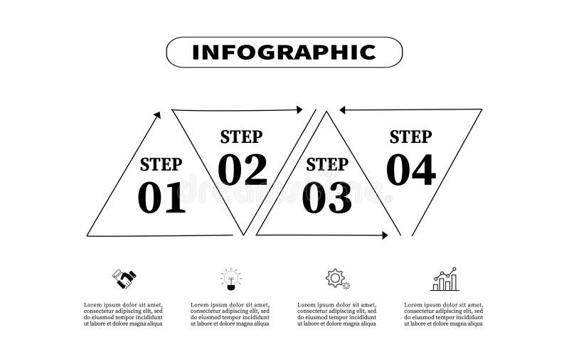 The Triangle Outlines Present an Infographic Business with 4 Steps ...